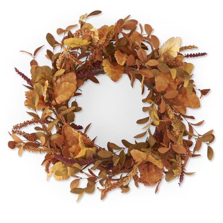 Rust & Brown Eva & Silk Leaves 24” Wreath – The Little Exchange